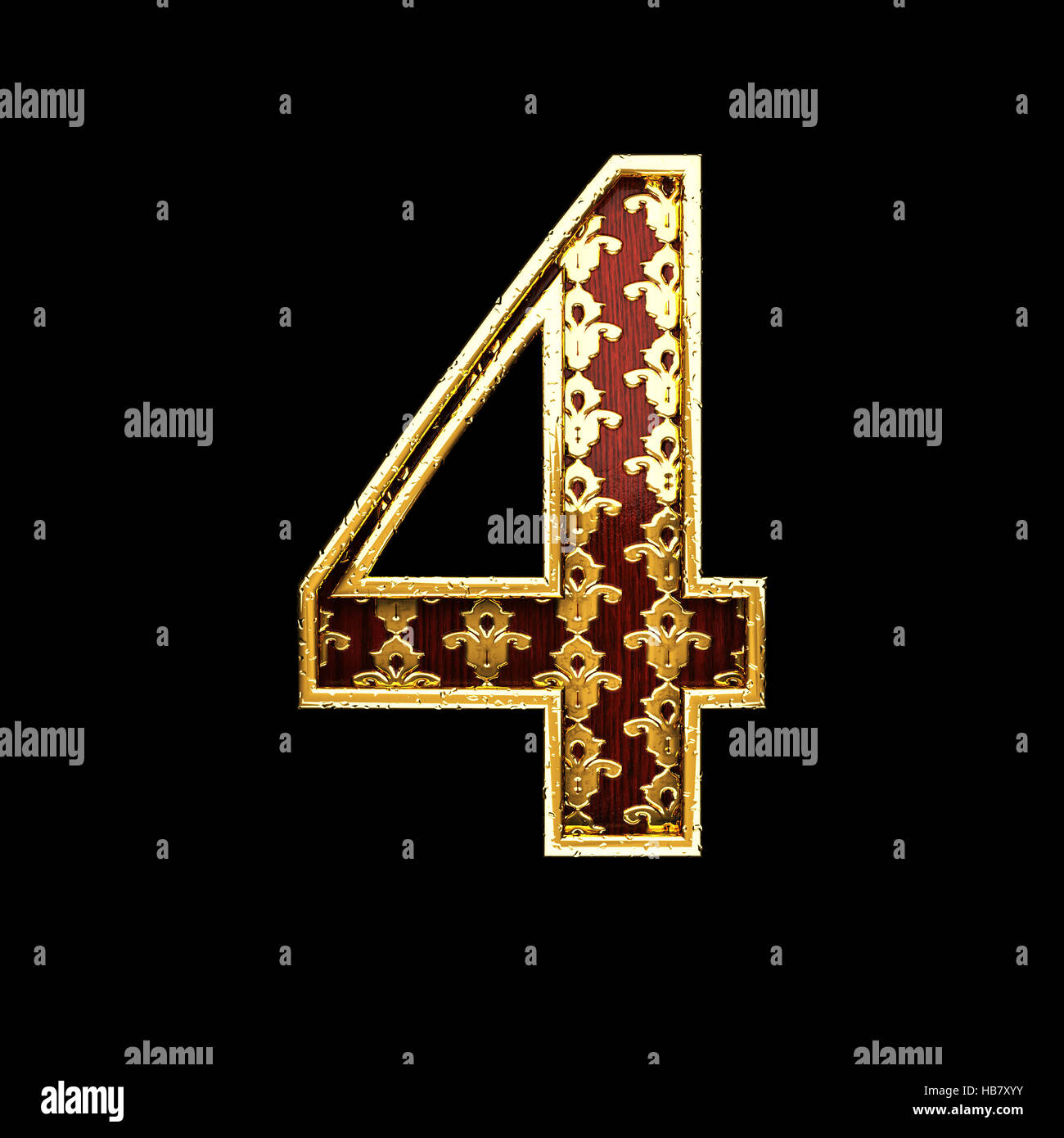 4 golden letter 3d illustration Stock Photo - Alamy