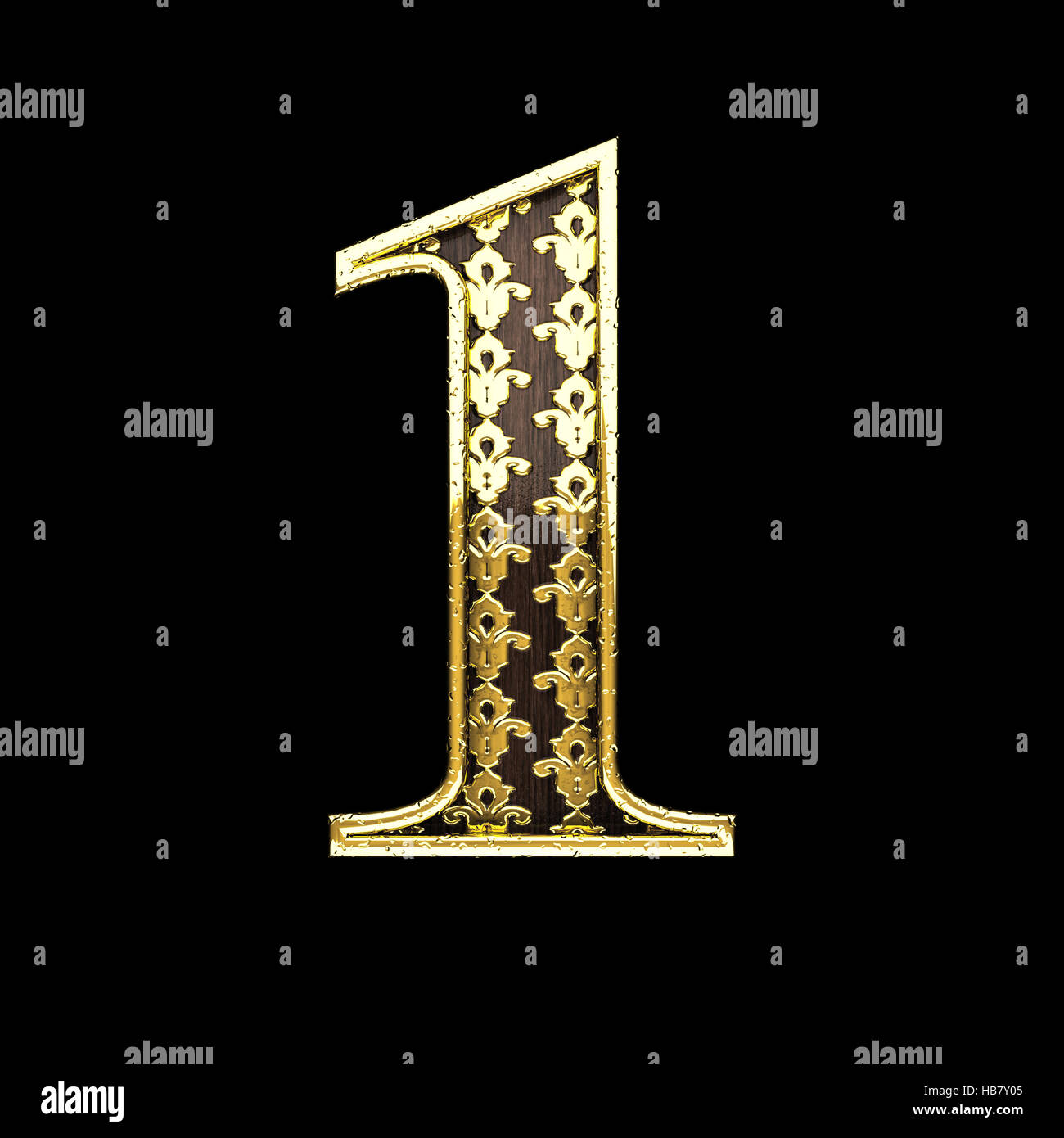 1 golden letter 3d illustration Stock Photo - Alamy