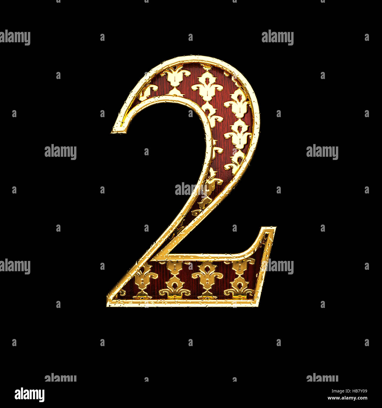 2 golden letter 3d illustration Stock Photo - Alamy