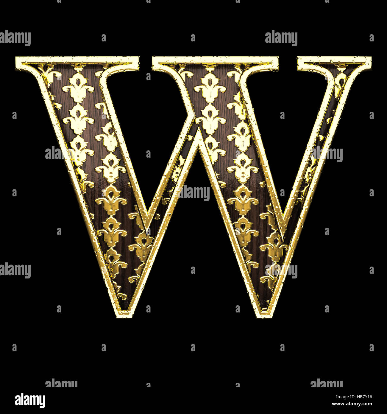 w golden letter 3d illustration Stock Photo - Alamy