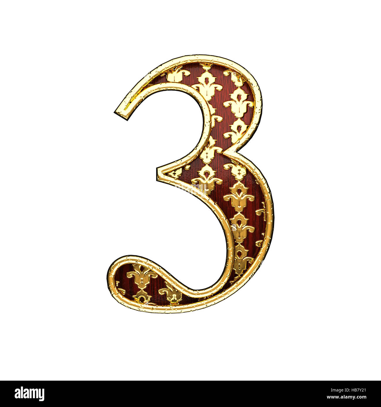 3 golden letter 3d illustration Stock Photo - Alamy