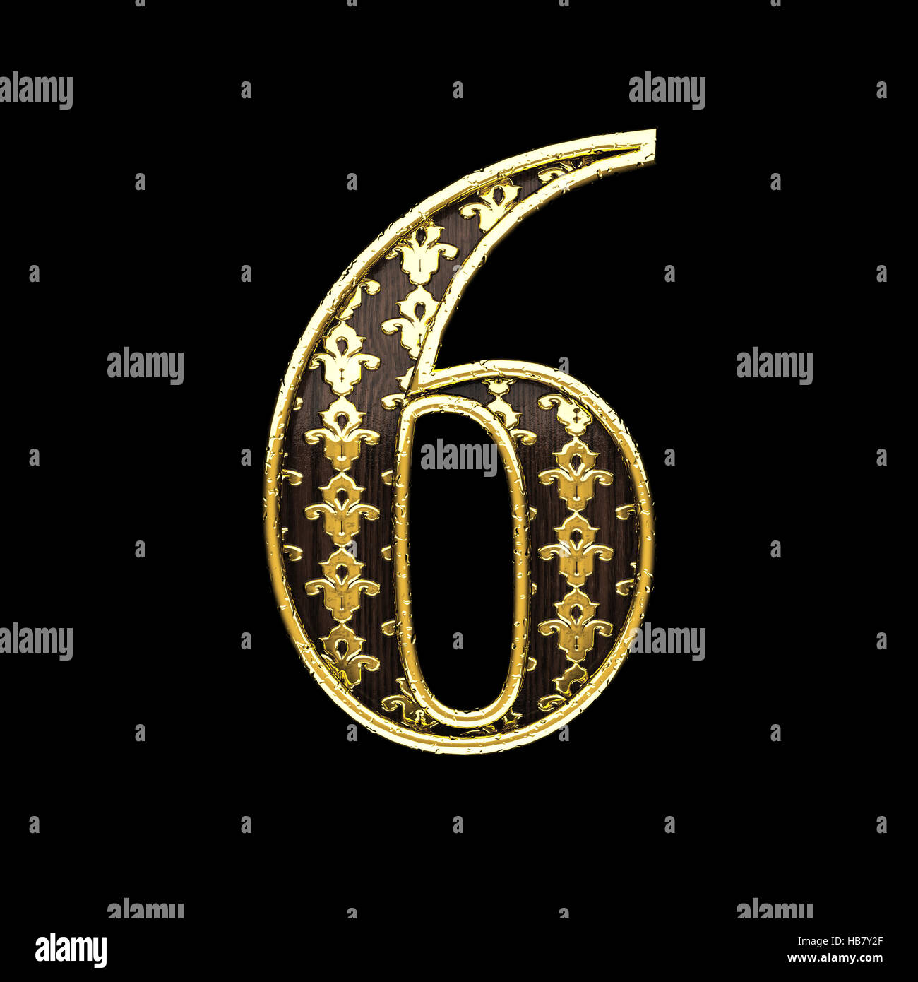 6 golden letter 3d illustration Stock Photo - Alamy