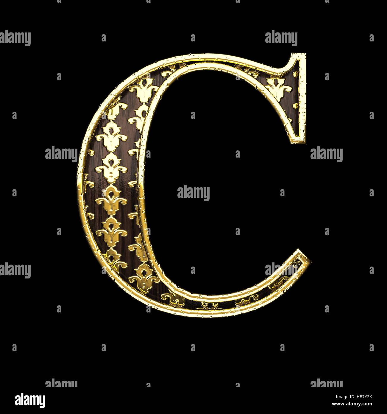c golden letter 3d illustration Stock Photo - Alamy