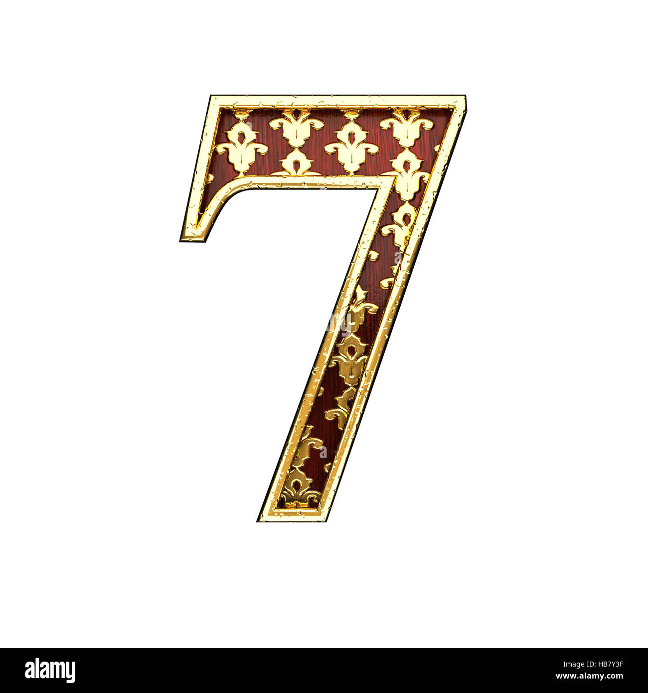 7 golden letter 3d illustration Stock Photo - Alamy