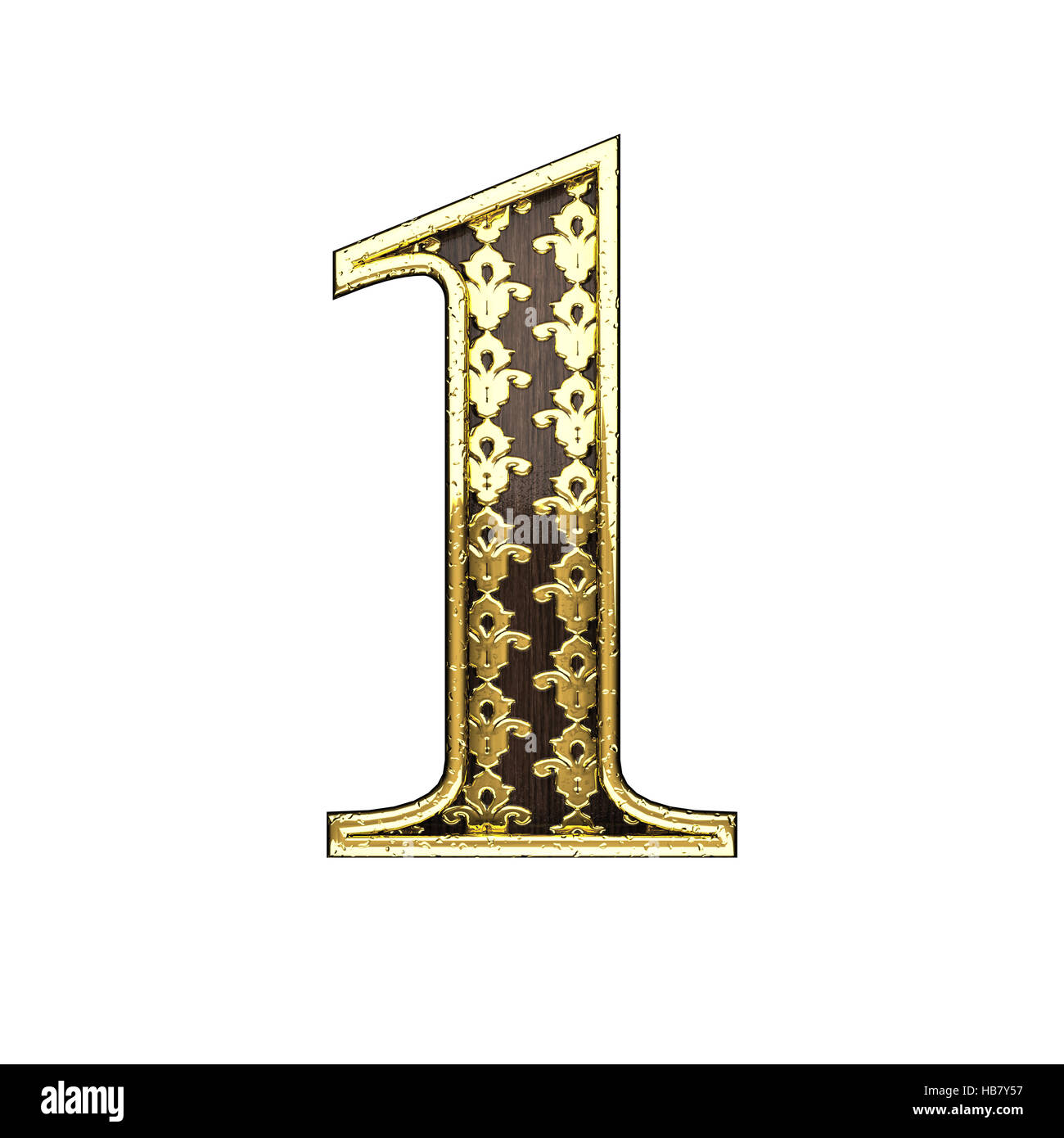 1 golden letter 3d illustration Stock Photo - Alamy