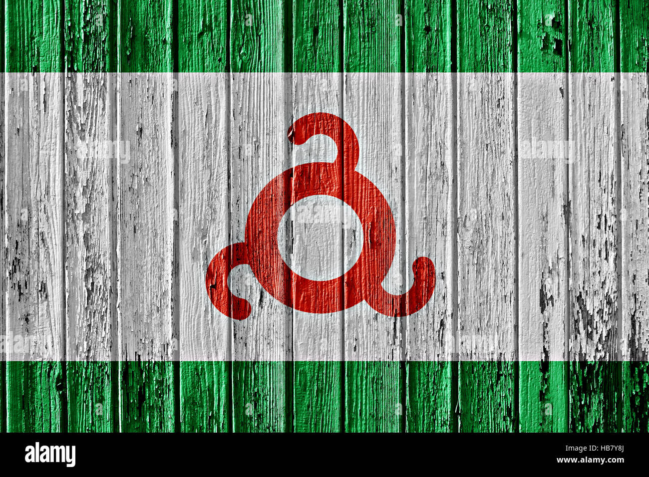 flag of Ingushetia painted on wooden frame Stock Photo - Alamy