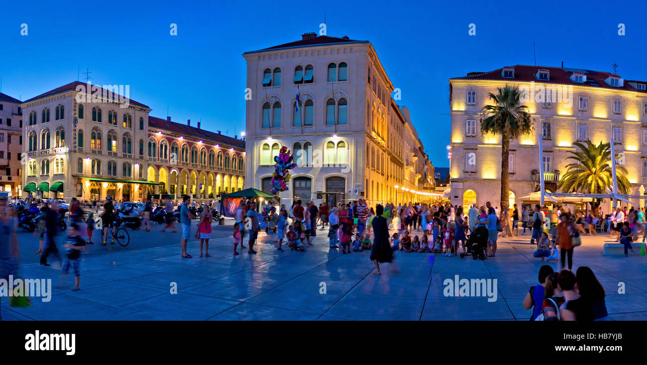 City of Split square evening panorama Stock Photo - Alamy