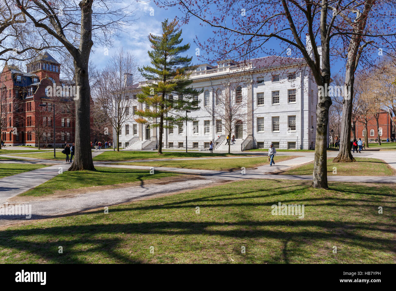 CAMBRIDGE, MA, USA - APRIL 9, 2016: Harvard University campus in spring ...