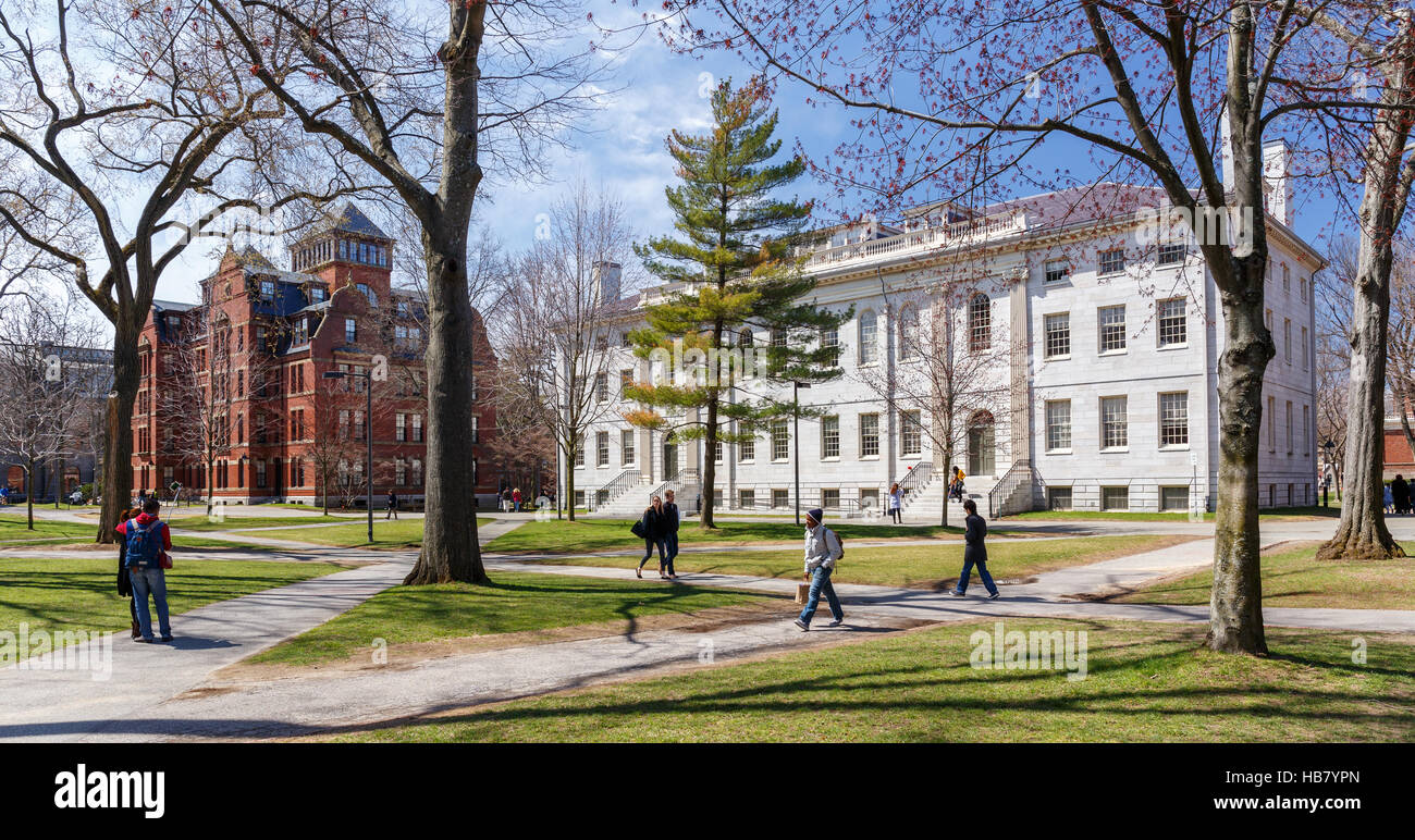 CAMBRIDGE, MA, USA - APRIL 9, 2016: Harvard University campus in spring ...