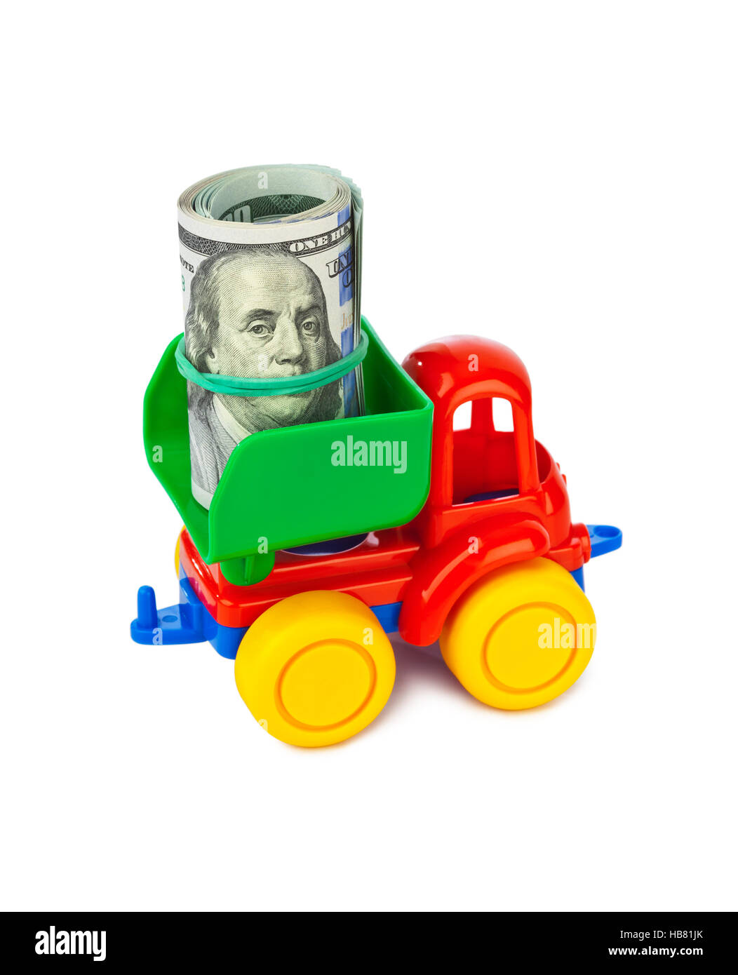 Toy truck with money Stock Photo - Alamy