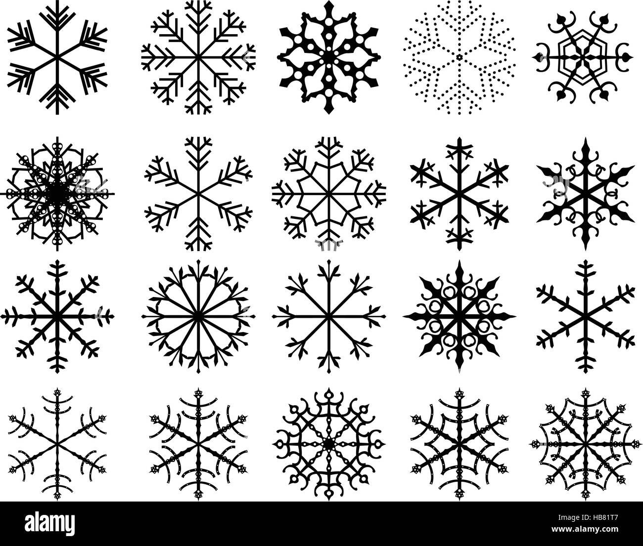 Black vector snowflakes isolated on white Stock Vector Image & Art - Alamy