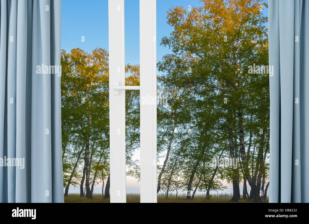 nature landscape with view through window Stock Photo - Alamy