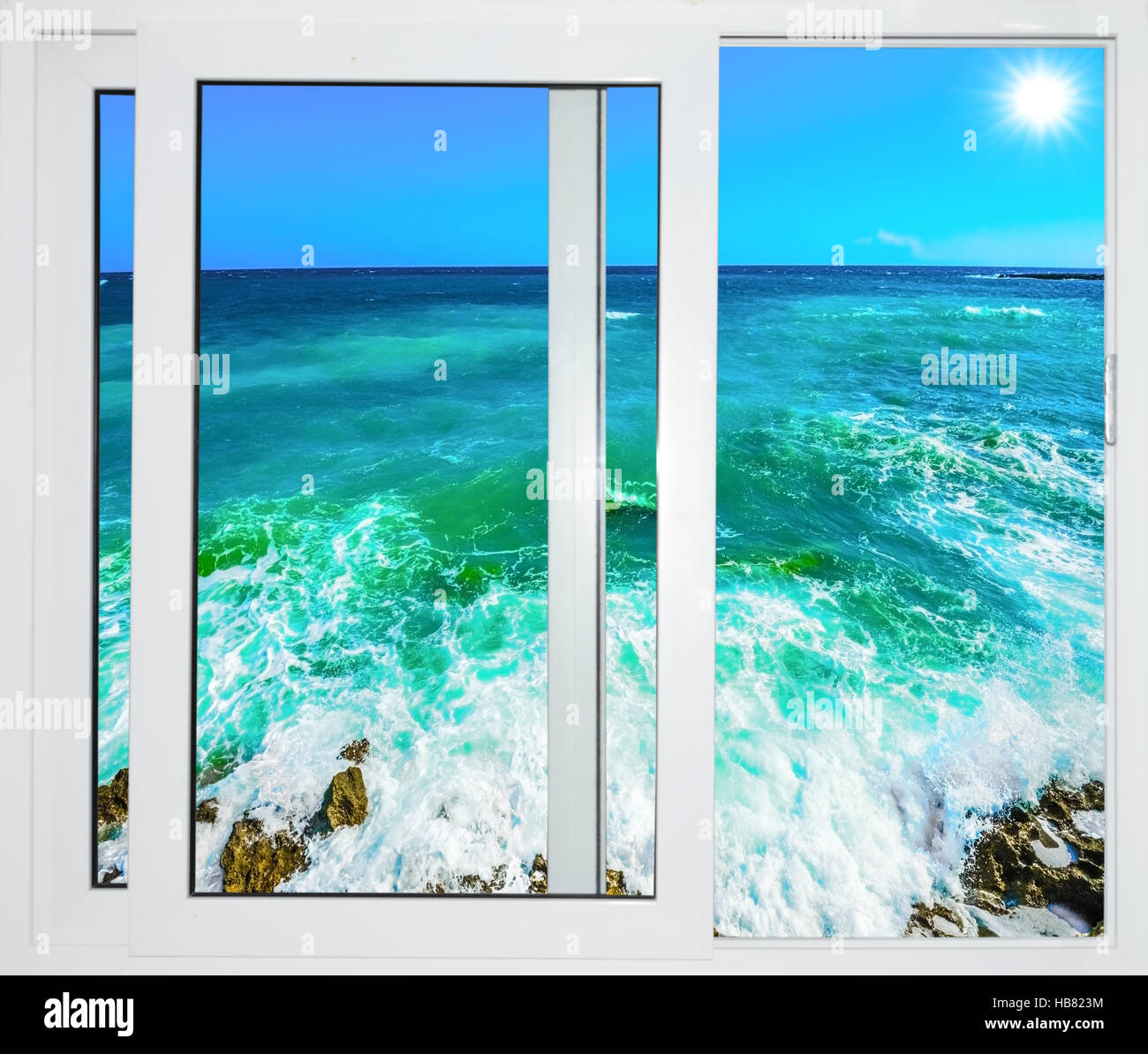 Ocean view window Stock Photo - Alamy