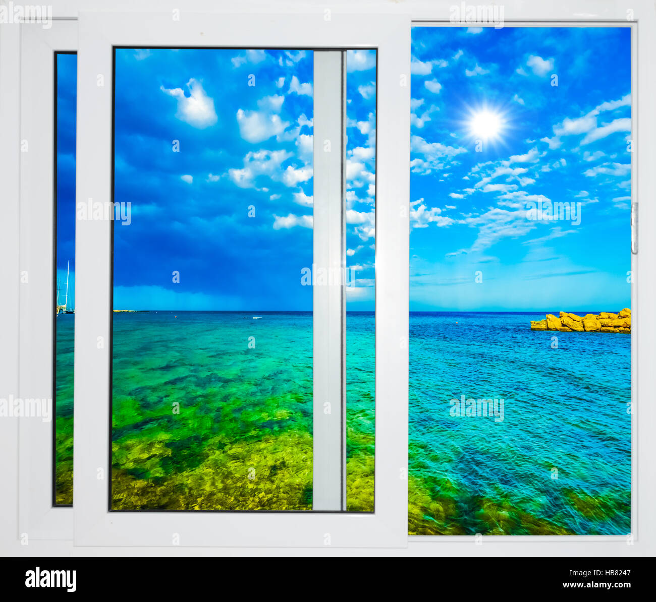 Ocean view window Stock Photo - Alamy