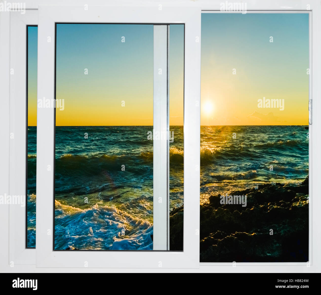 sea sunset from the window Stock Photo - Alamy