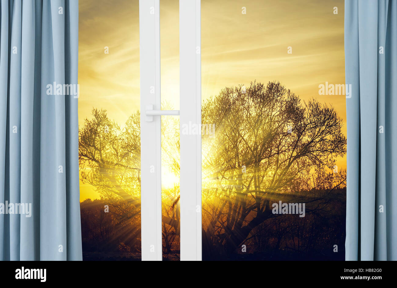 sunrise view from the window Stock Photo - Alamy
