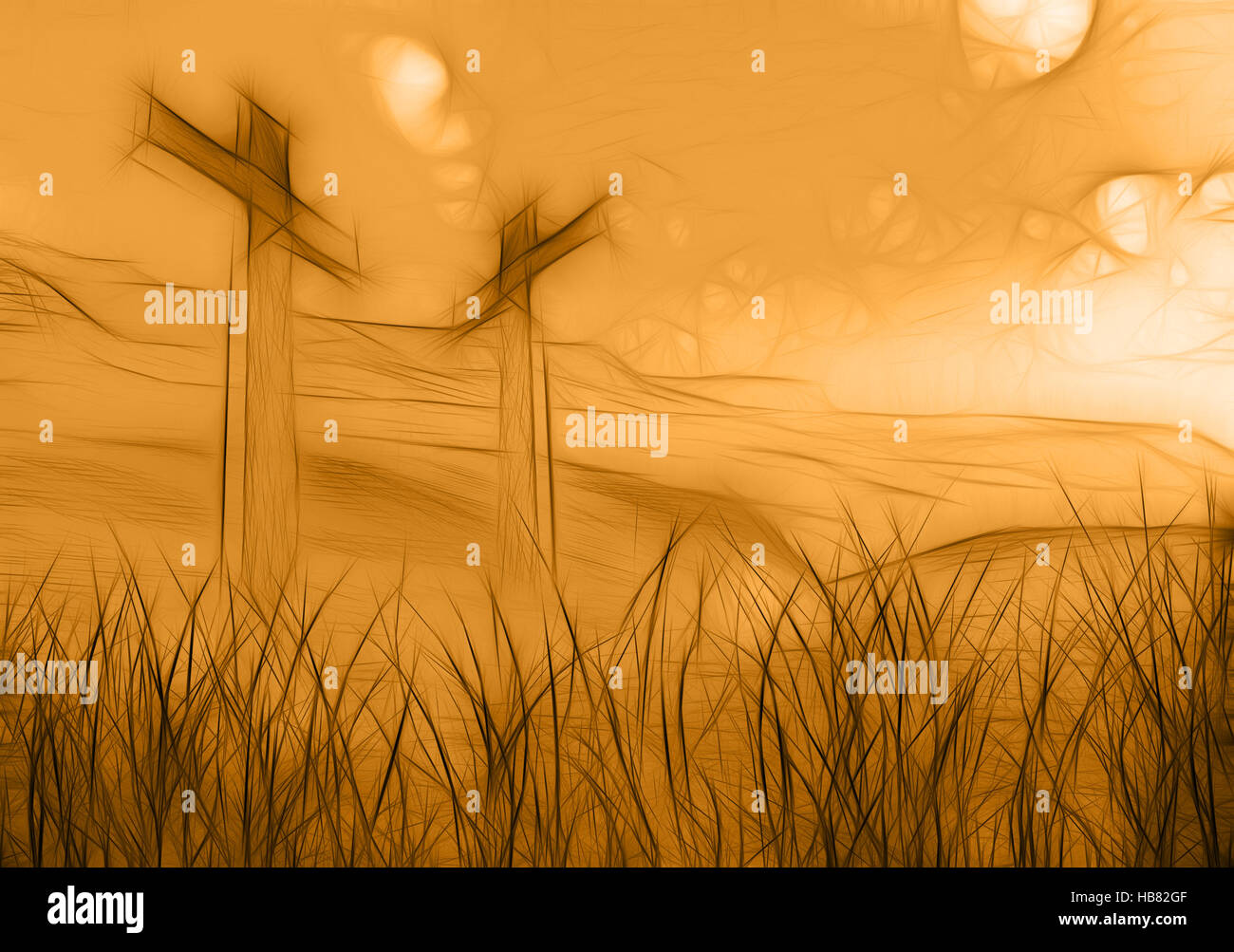 Two wooden crosses Stock Photo - Alamy