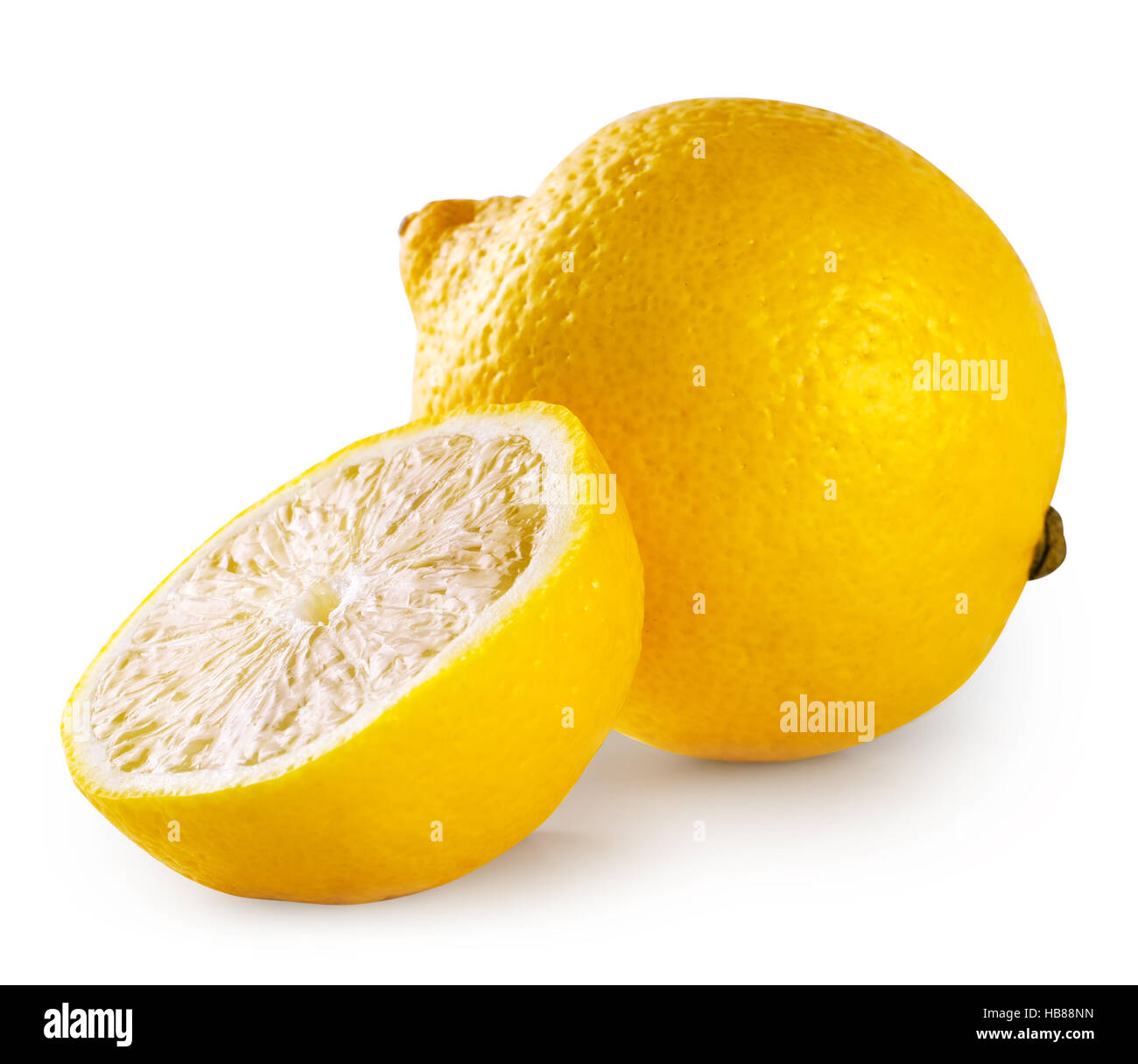 Whole and half yellow sour lemon isolated on a white background Stock ...