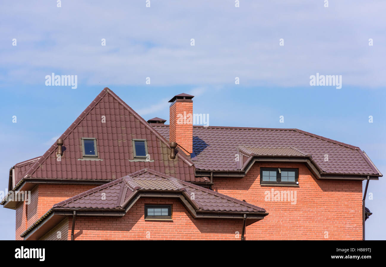 house with a gable roof window Stock Photo - Alamy