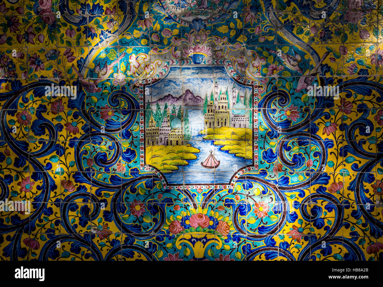 Tiled wall in Golestan Palace in Tehran, capital of Iran Stock Photo ...