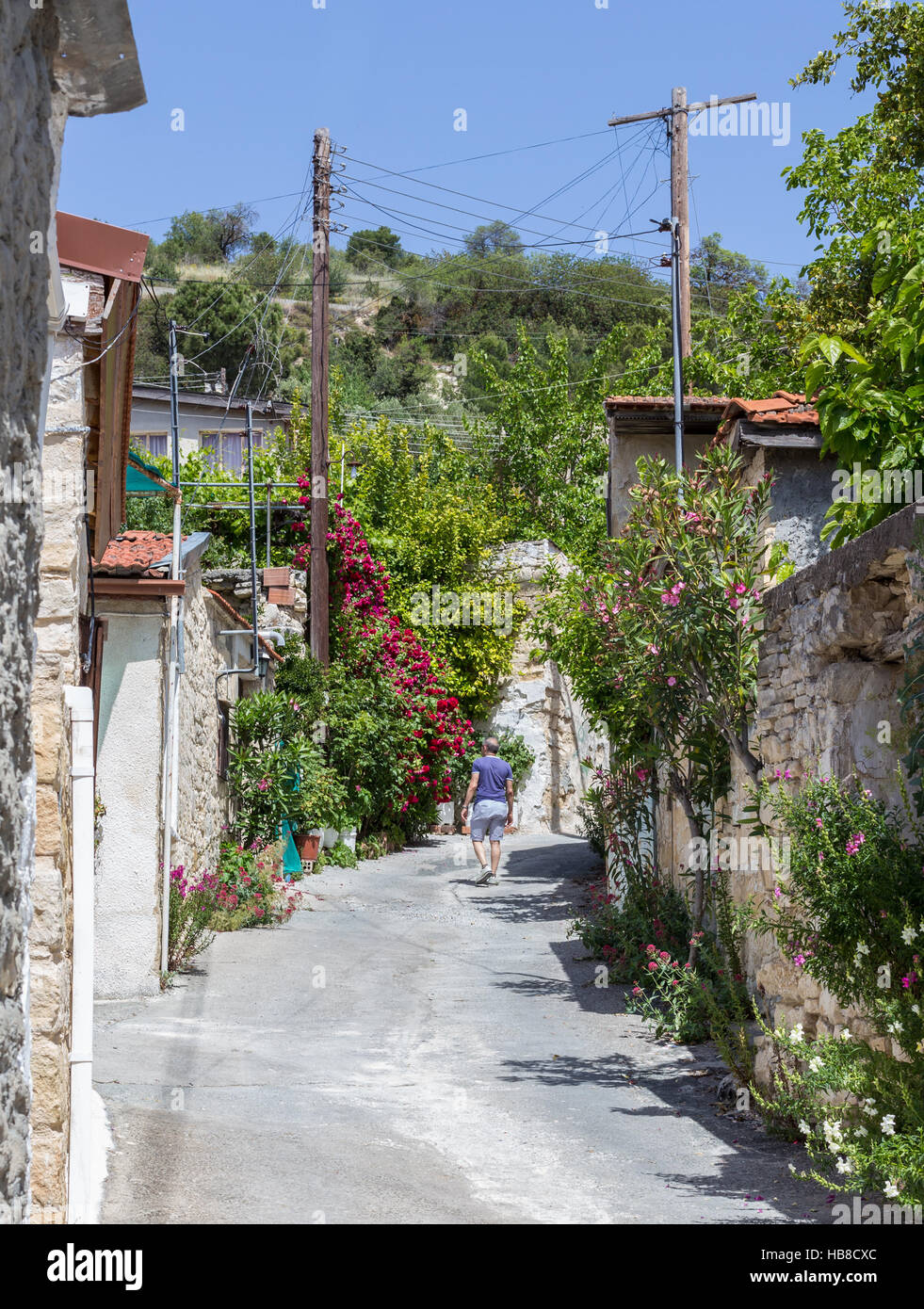 Visiting Arsos Village in the wine growing region of Cyprus. Man ...