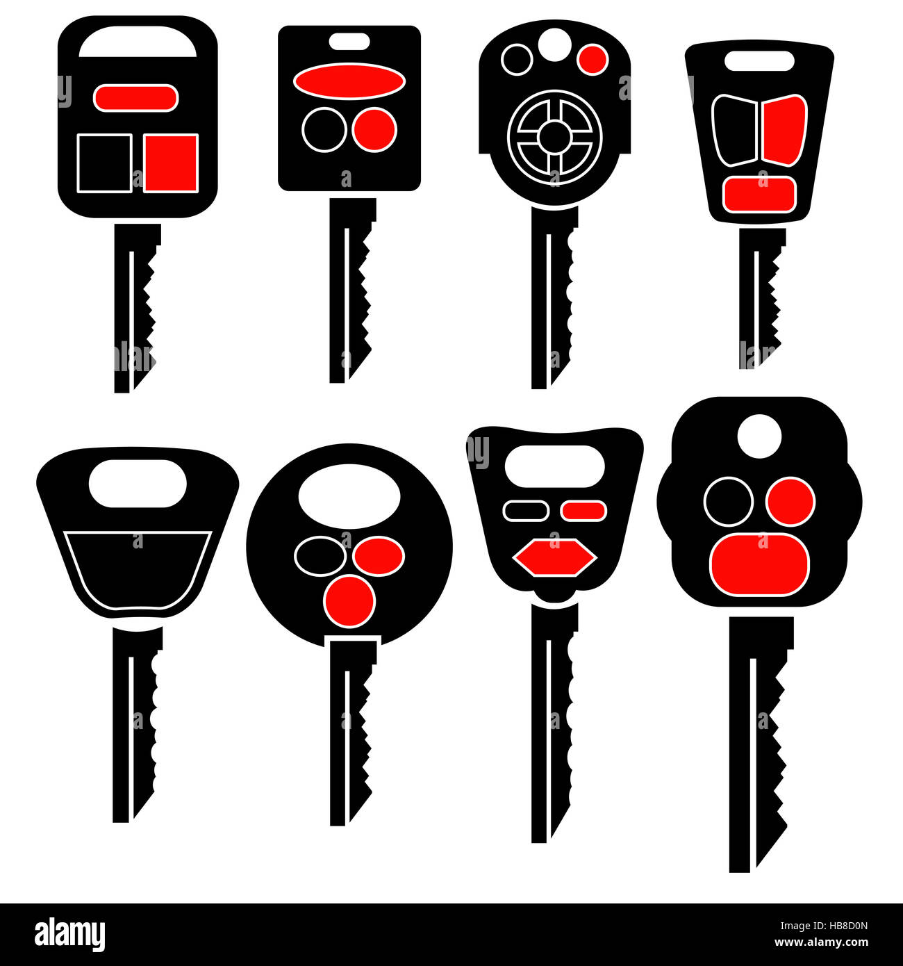 Set of Car Keys Icons Isolated Stock Photo - Alamy
