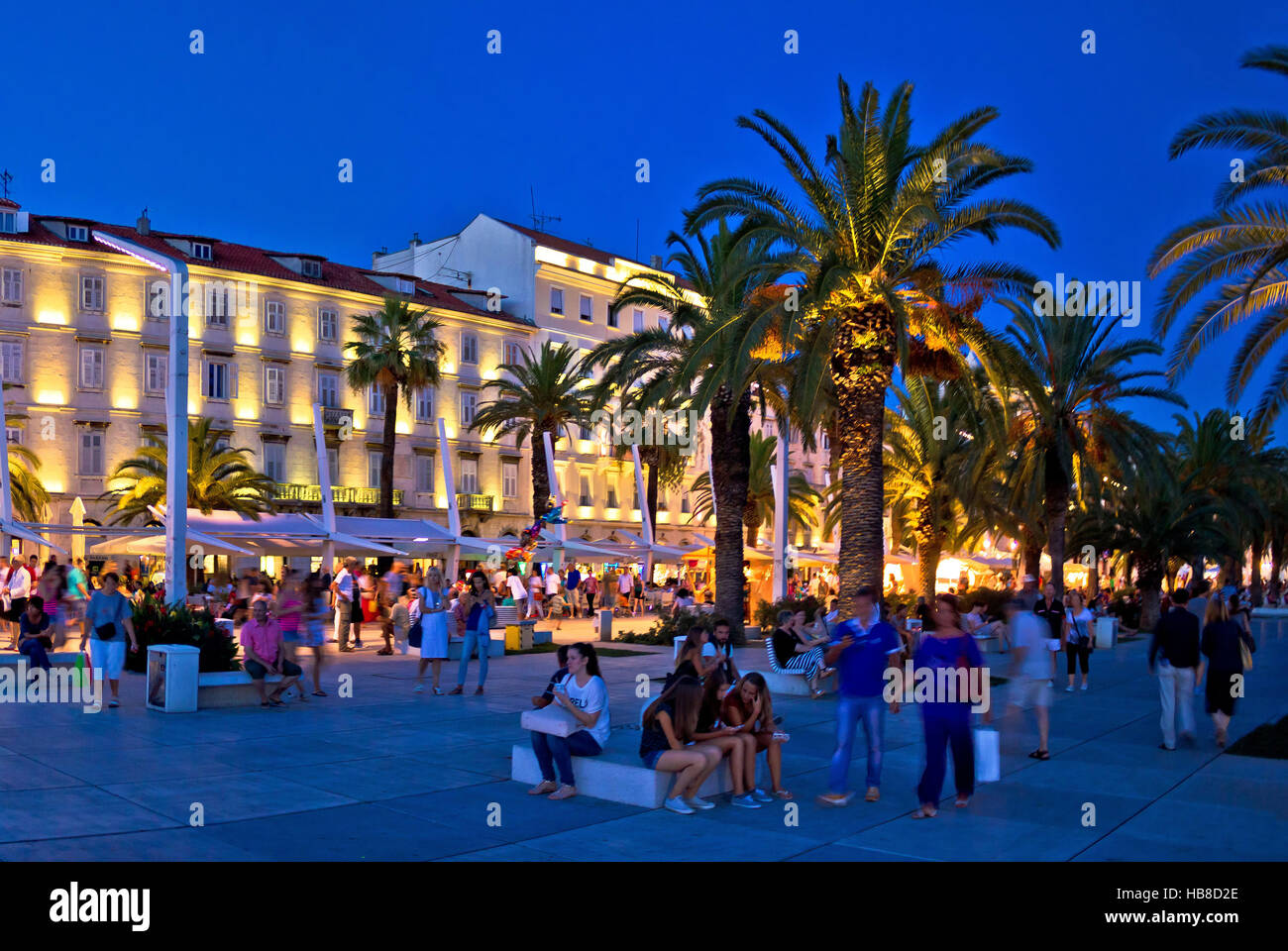 City of Split square evening panorama Stock Photo - Alamy