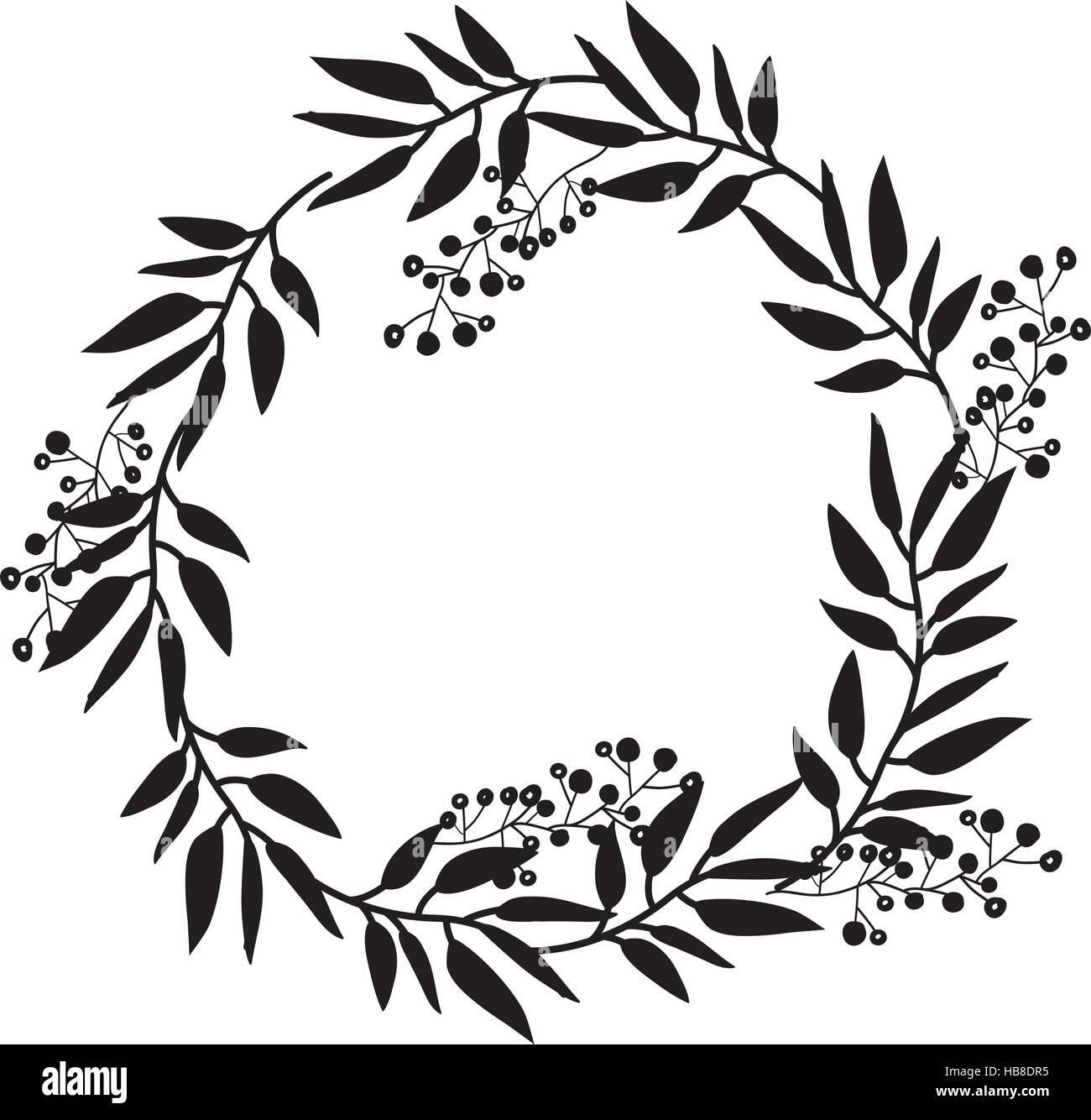 Leaves wreath icon. Plant floral garden decoration and ornament theme ...