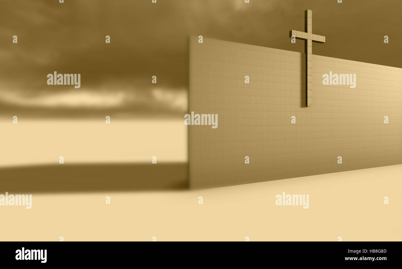 Cross on the wall Stock Photo - Alamy