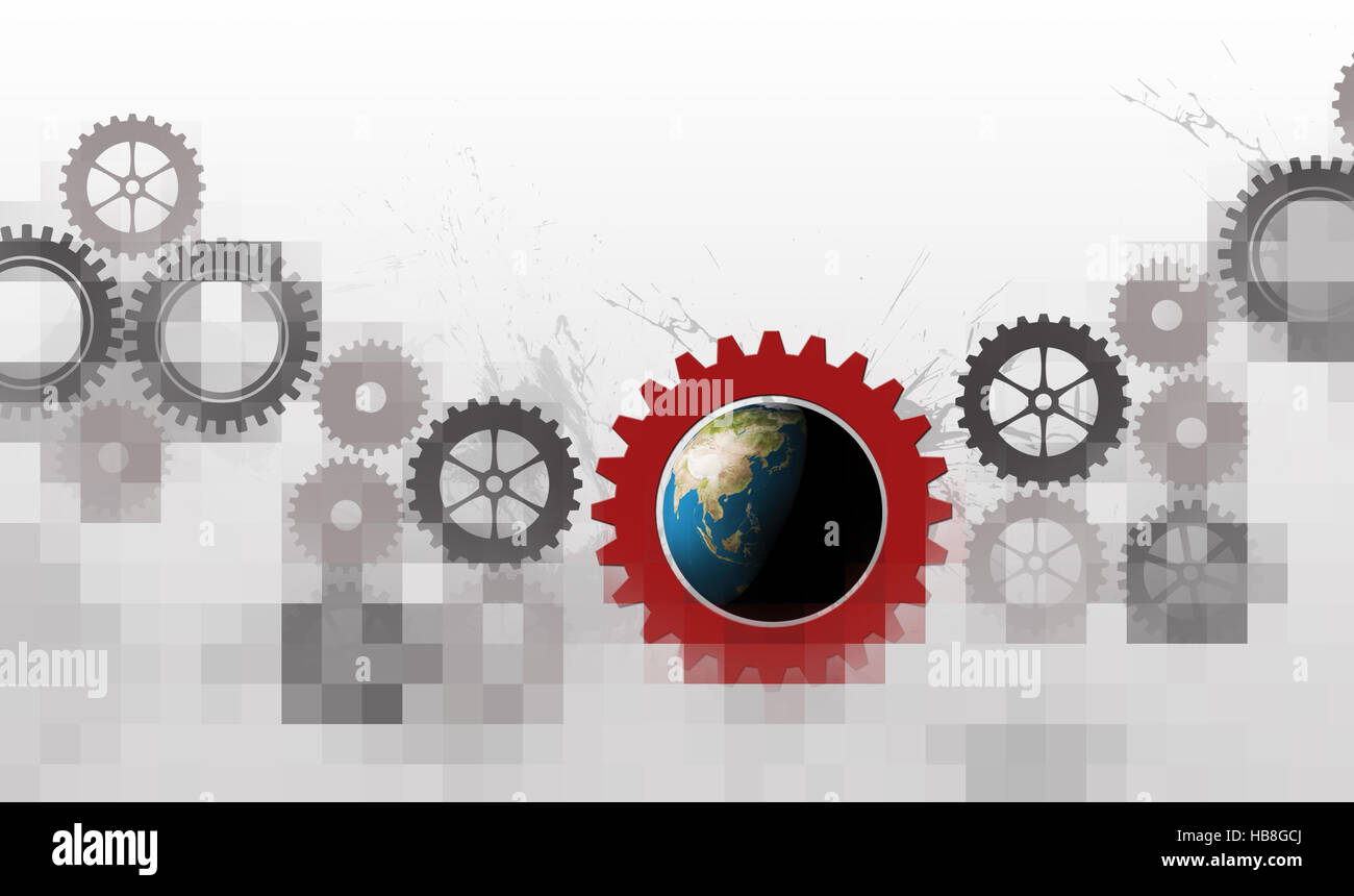 gear with globe Stock Photo - Alamy