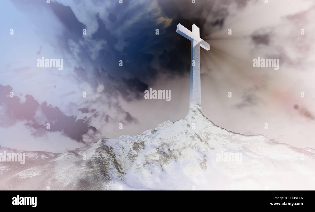 Cross on the hill Stock Photo - Alamy