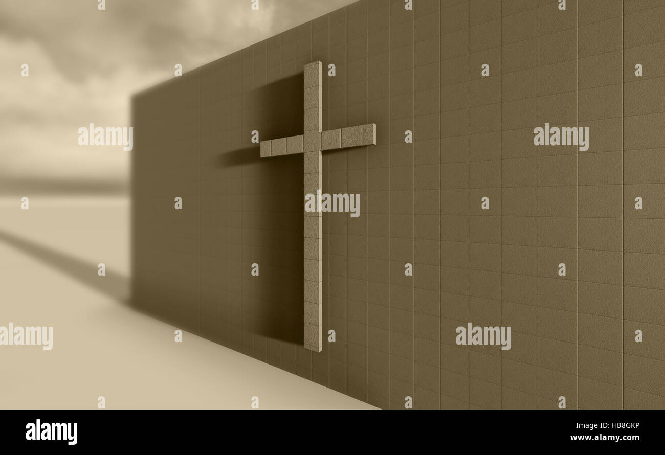 Cross on the wall Stock Photo - Alamy