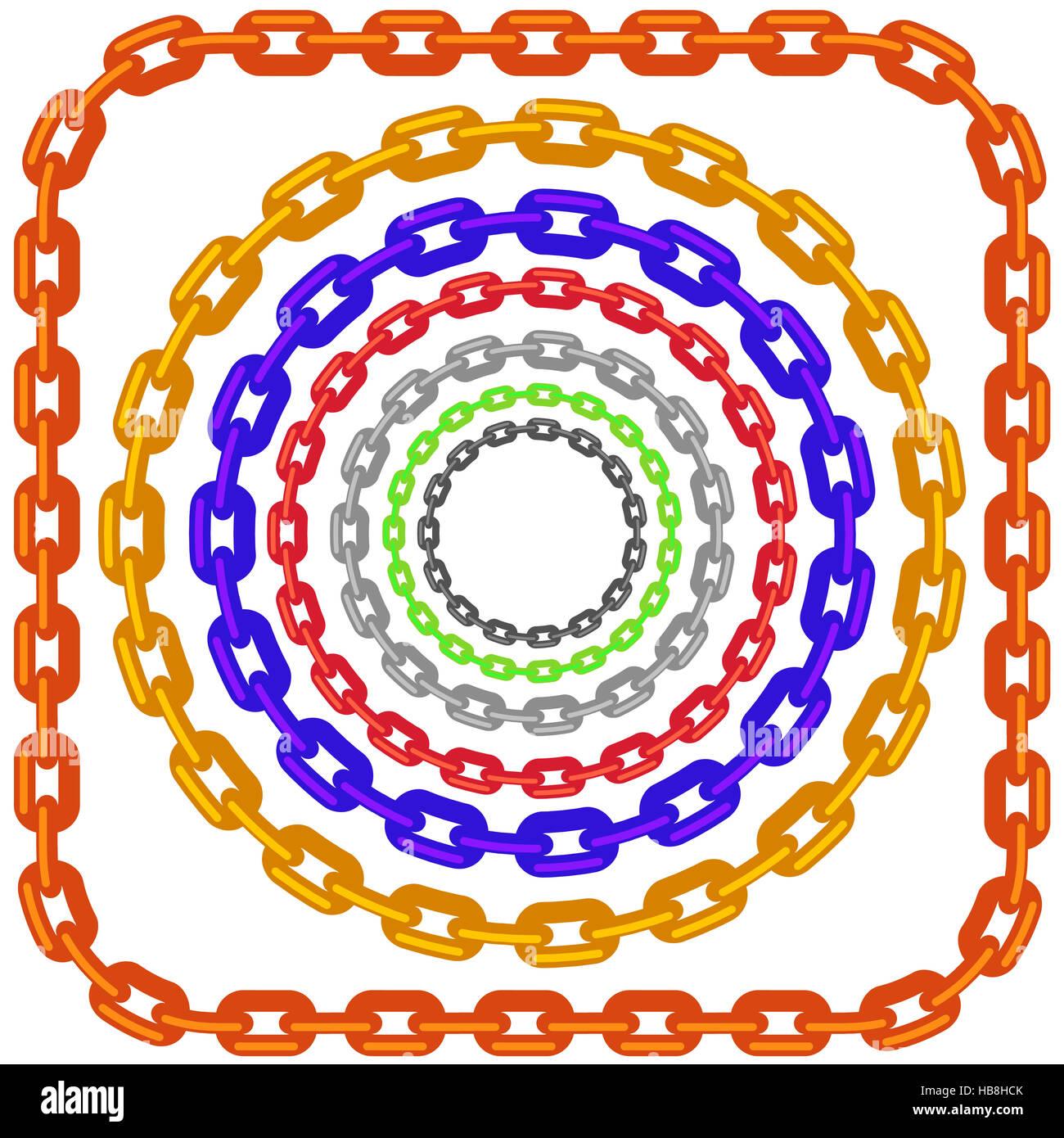 Set of Circle Colorful Chain Frames Isolated Stock Photo - Alamy