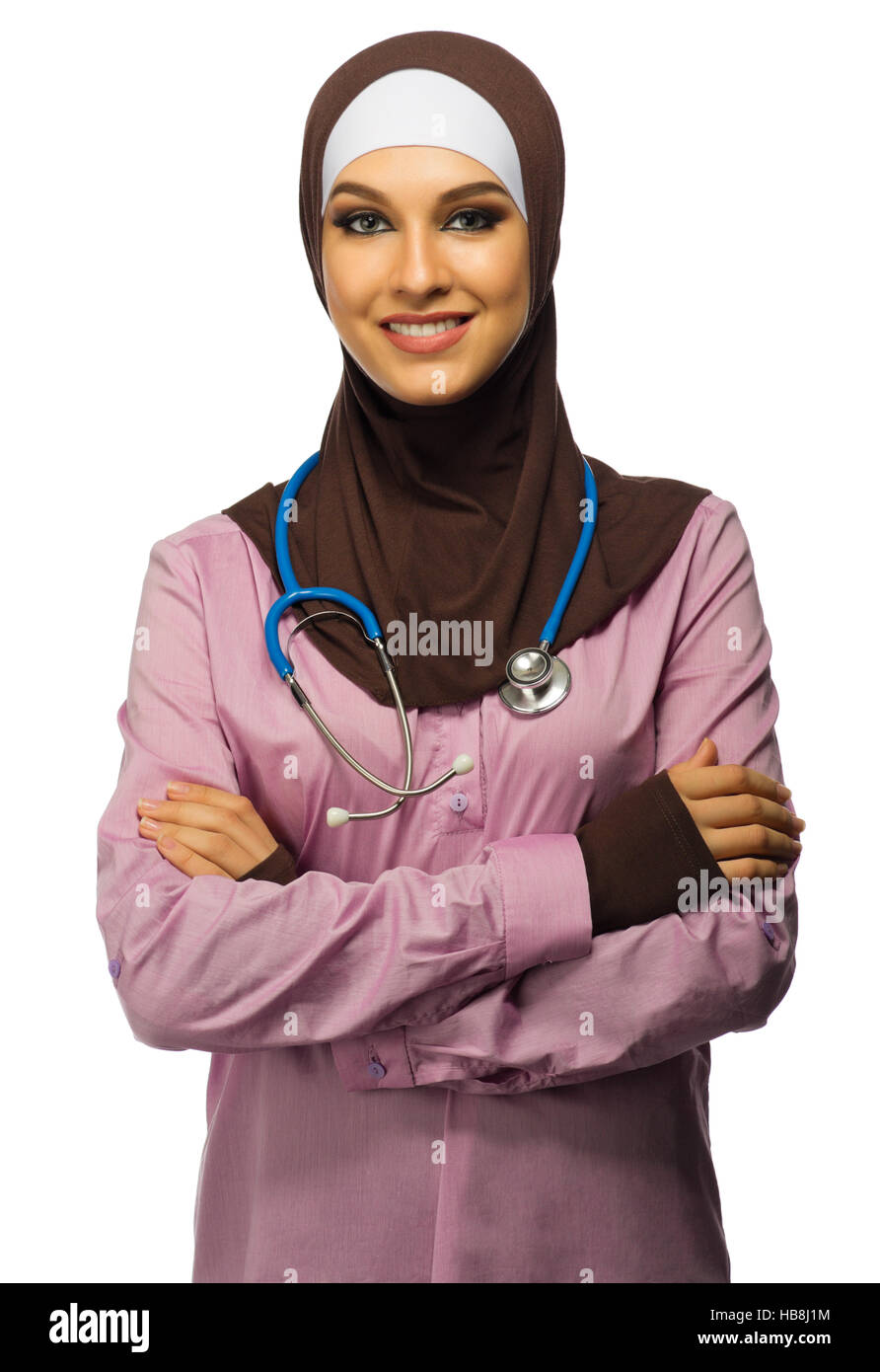 Muslim woman medical doctor isolated Stock Photo - Alamy