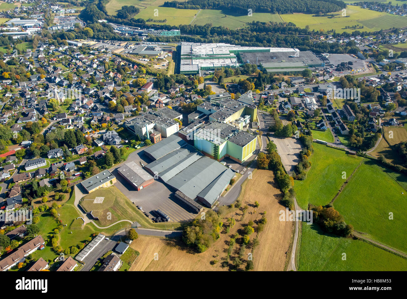 Aerial view, Krombach, Krombacher brewery, Kreuztal, Sauerland, Siegen ...