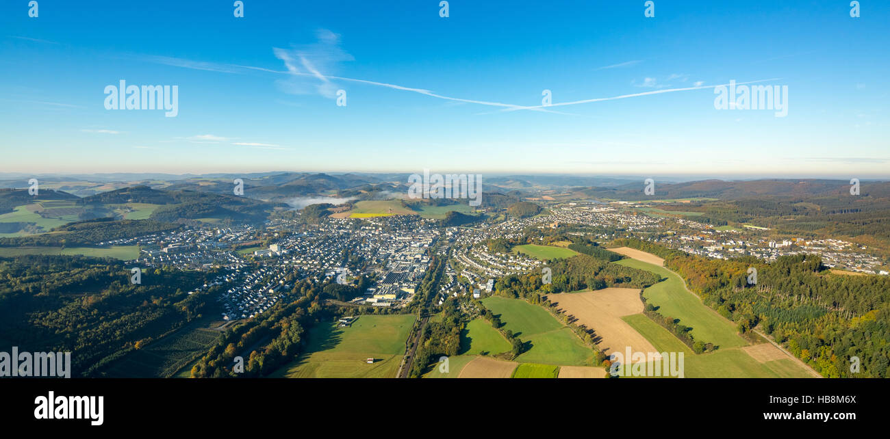 Aerial view, district Meschede West, Auf der Heide, Meschede, Sauerland ...