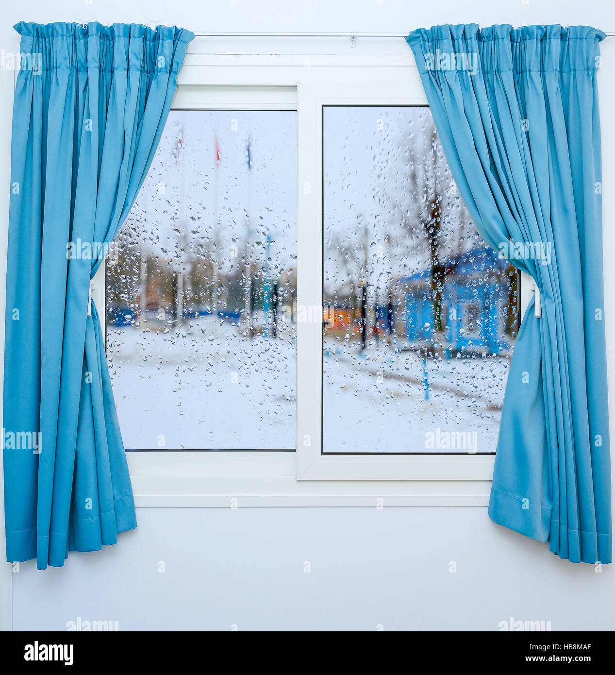 Closed window rainy autumn weather Stock Photo - Alamy