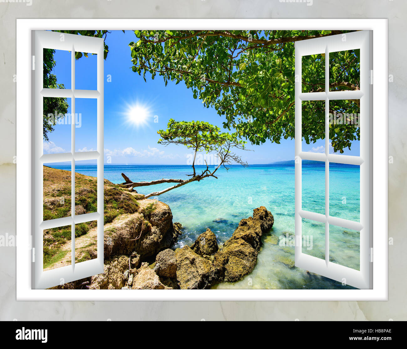 open window to the sea Stock Photo - Alamy
