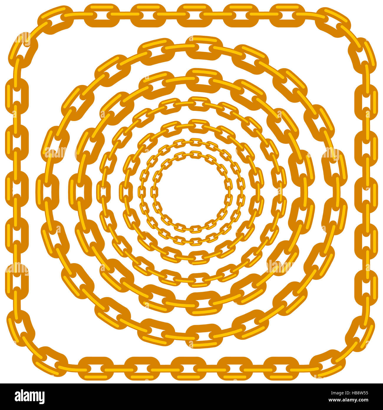 Set of Circle Gold Chain Frames Isolated Stock Photo - Alamy