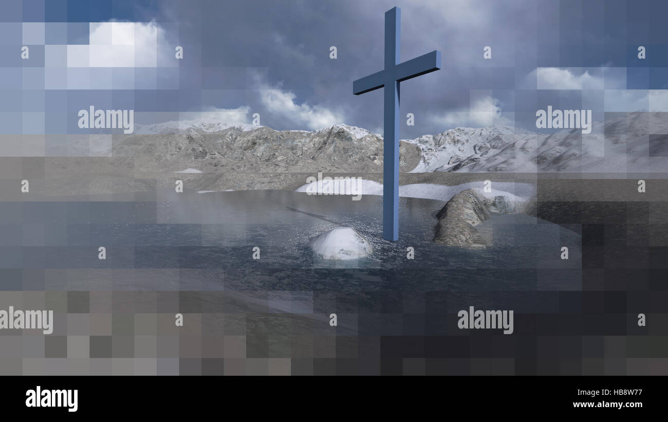 Wooden cross in winter Stock Photo - Alamy