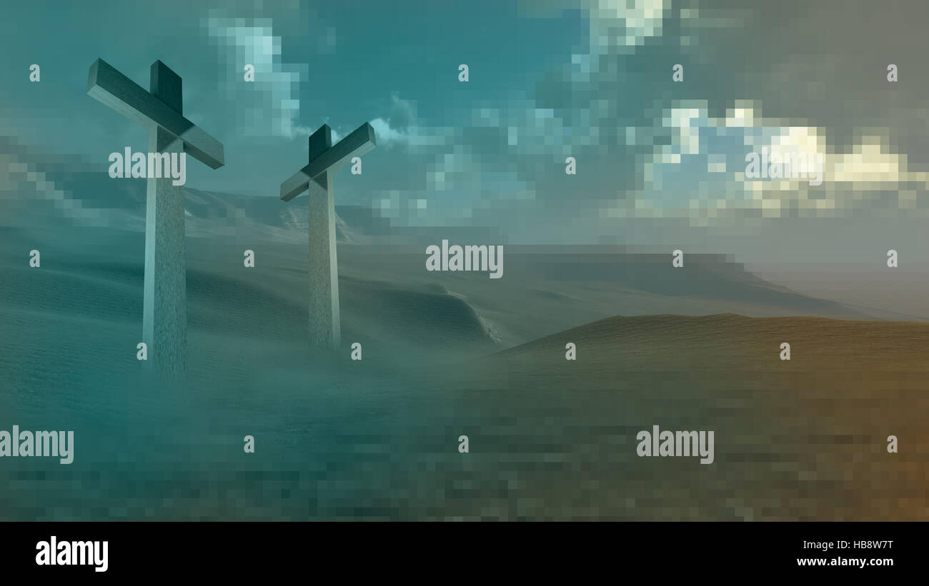 Two wooden crosses hi-res stock photography and images - Alamy