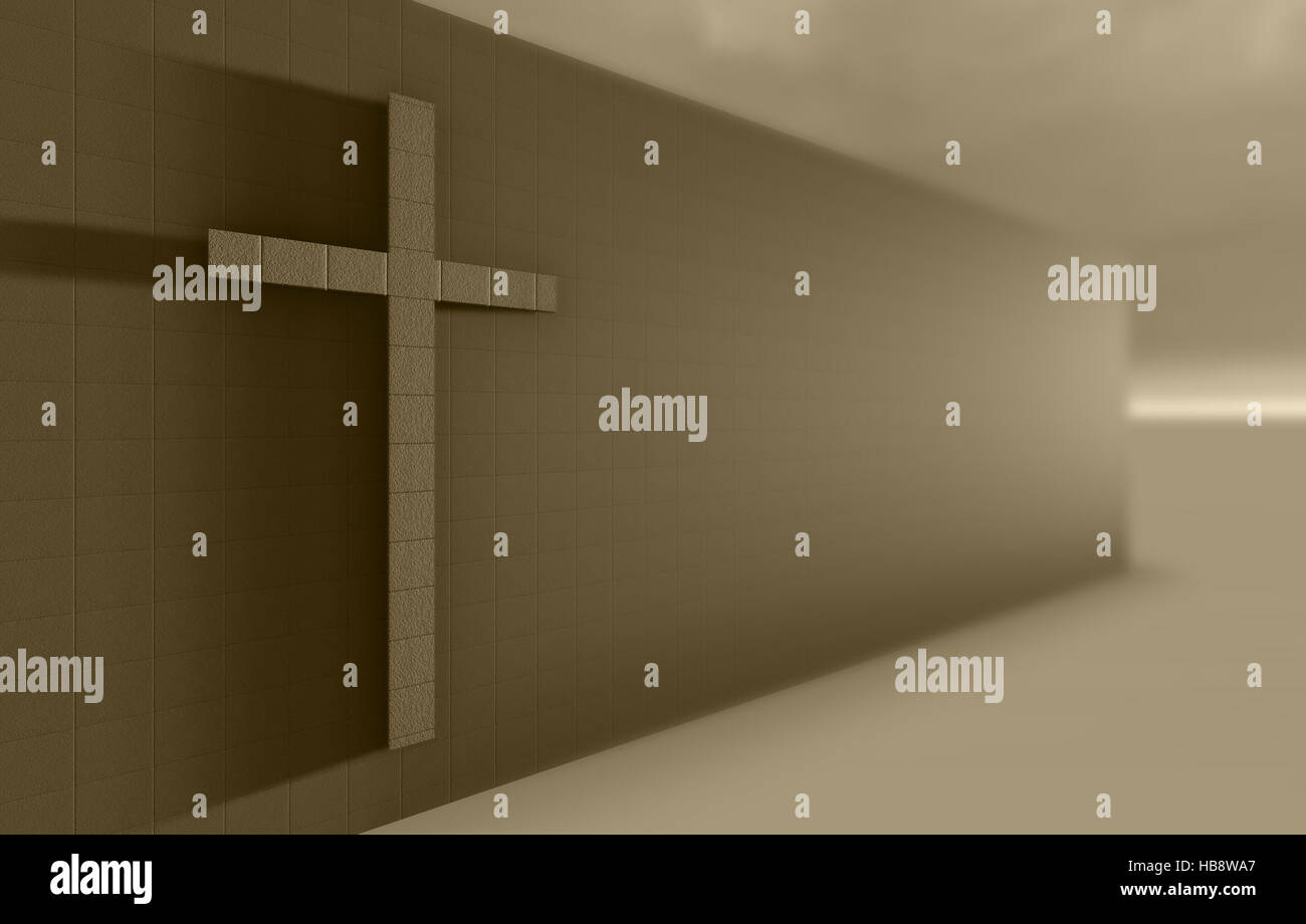 Cross on the wall Stock Photo - Alamy