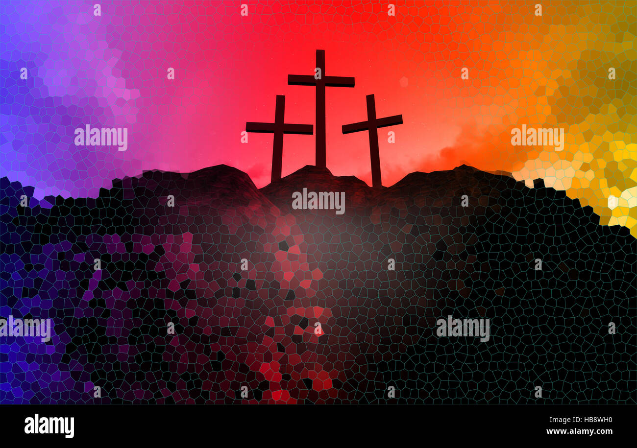 Crosses at Sunset Stock Photo - Alamy