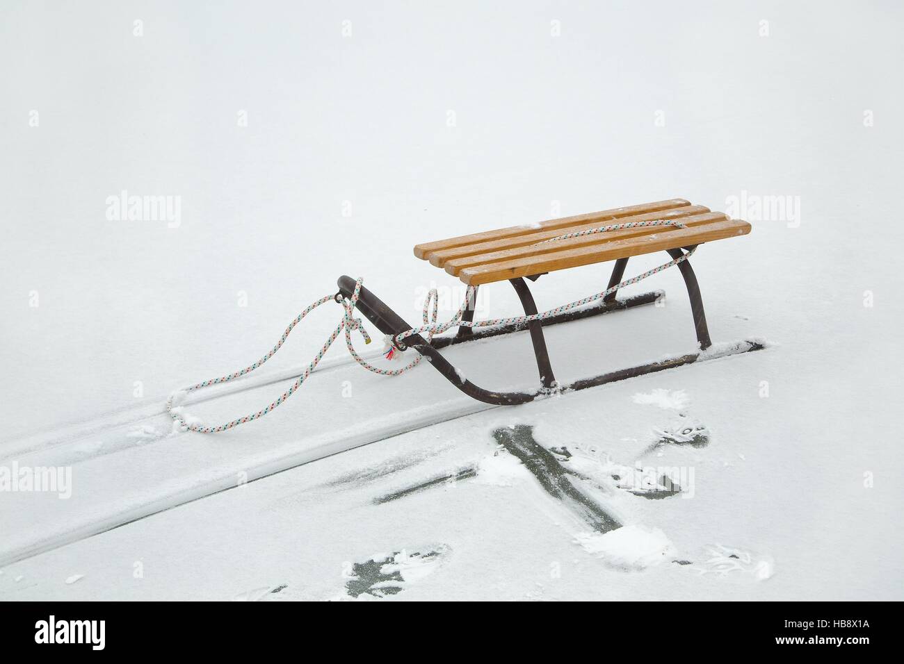 Sledge on a frozen lake Stock Photo - Alamy