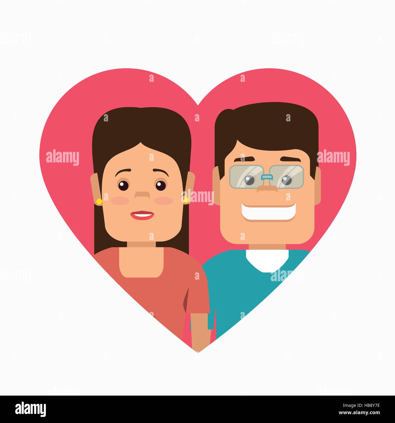 couple characters with heart love vector illustration design Stock ...