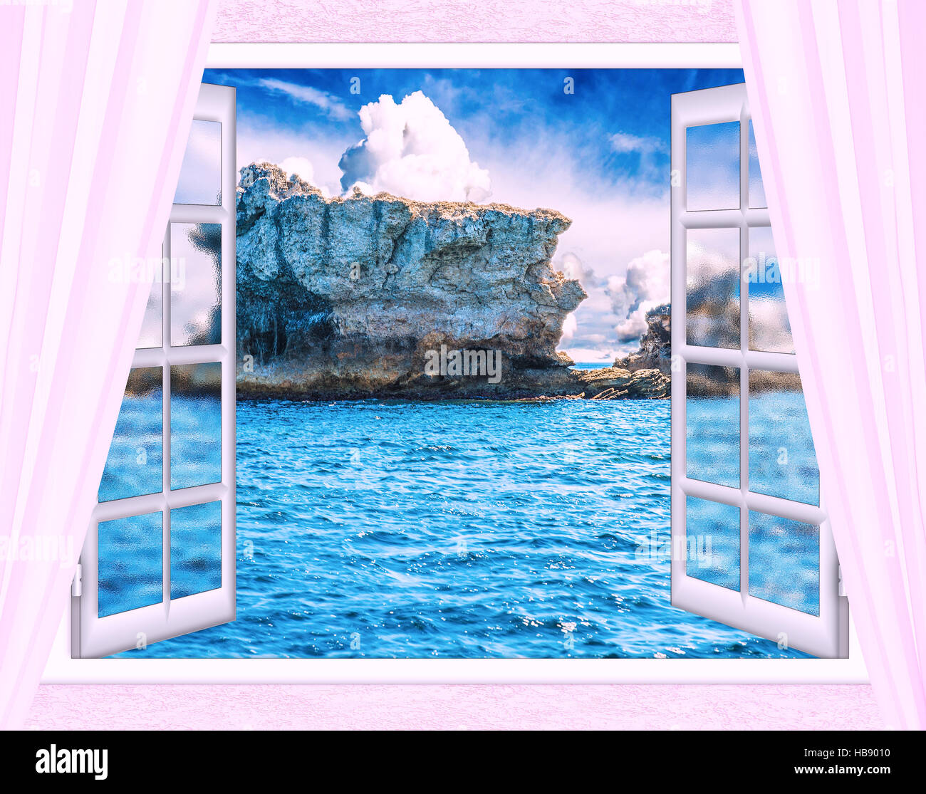 Ocean view window Stock Photo - Alamy