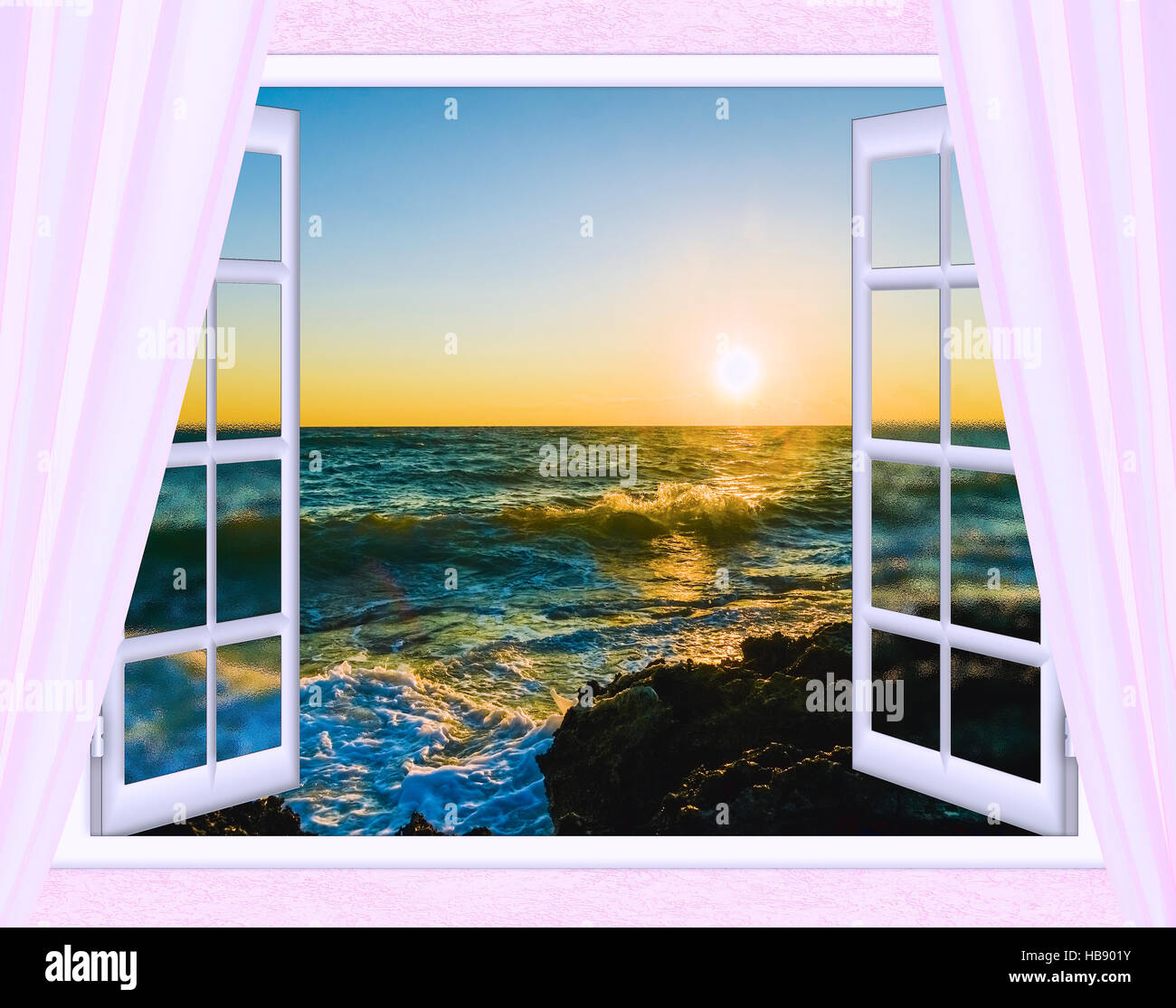 open window cloud sun Stock Photo - Alamy