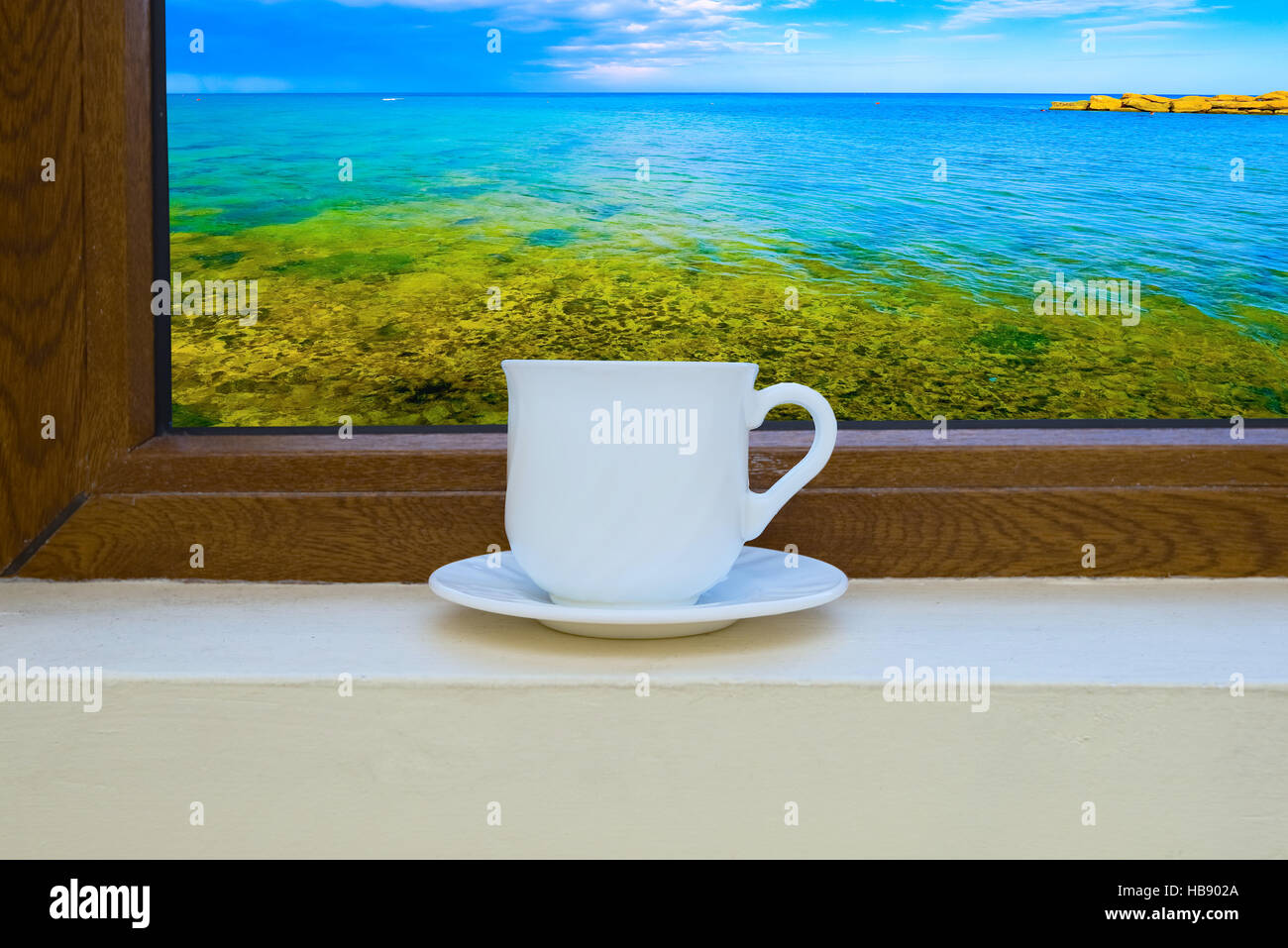 Cup coffee on windowsill hi-res stock photography and images - Alamy