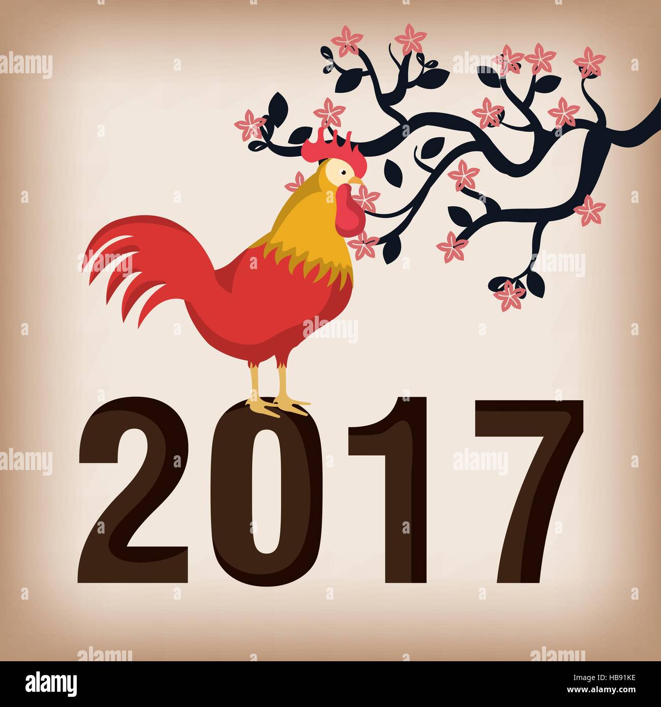 2017 Chinese Year of the Rooster poster Vector illustration Stock ...