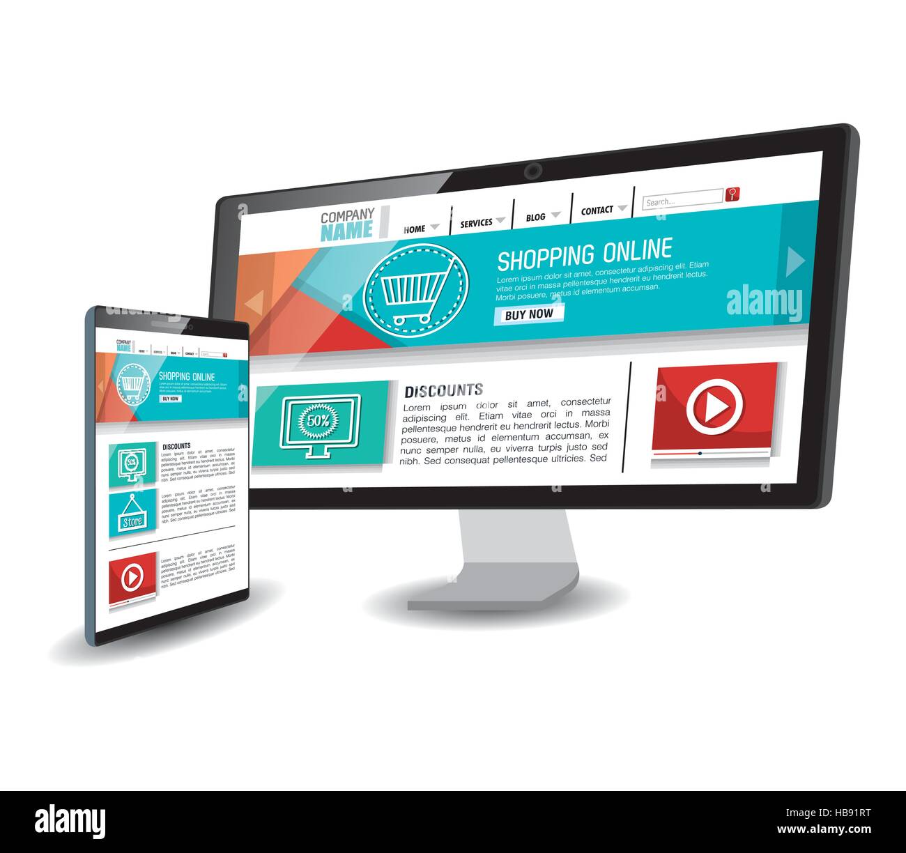 Website template in electronic devices vector illustration design Stock ...